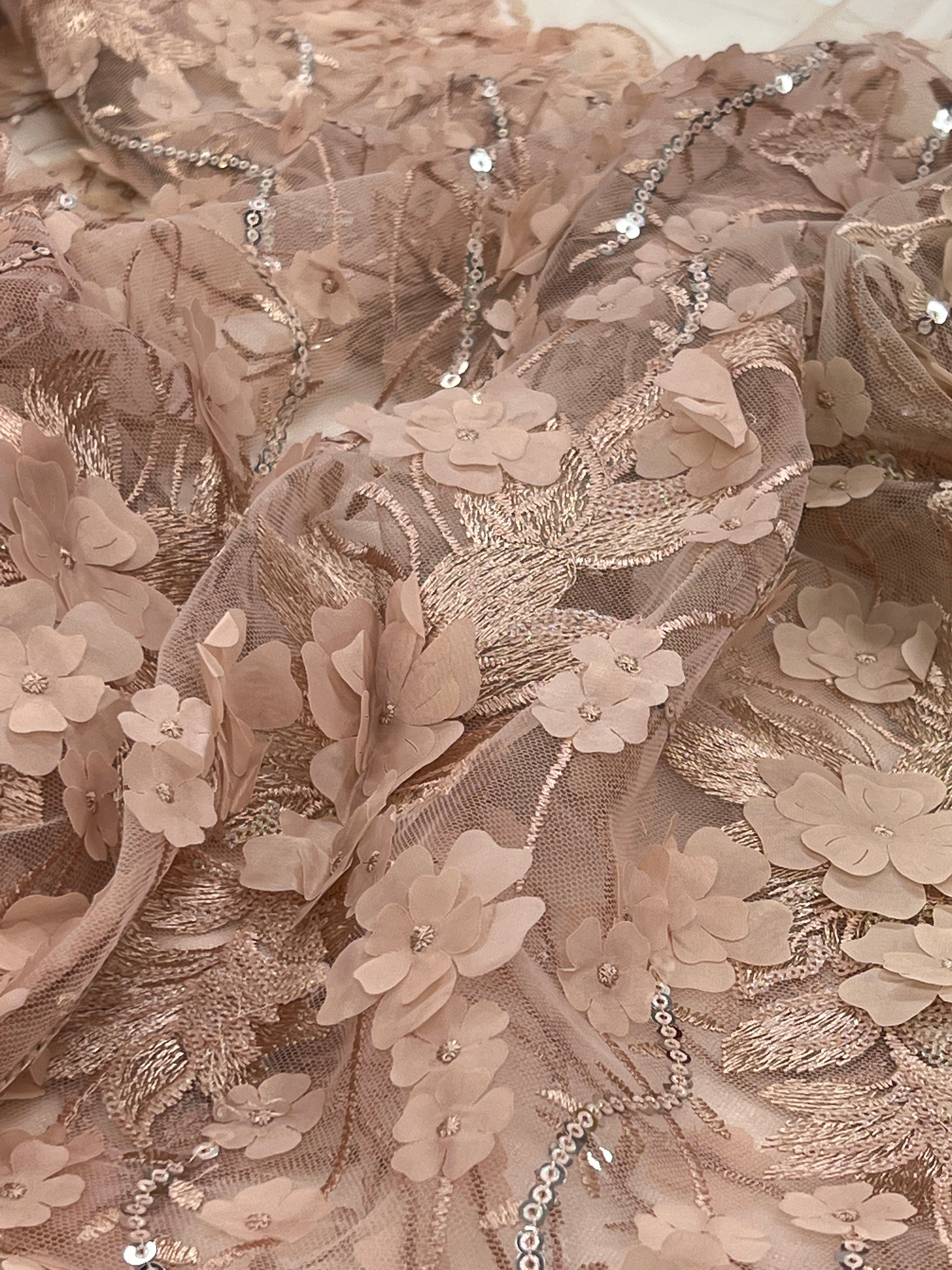 3D Embroidery Fabric With Micro Sequins - Etsy