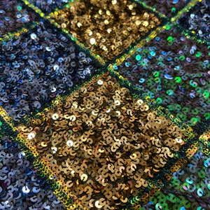 Stretch Sequins Green and Slate Blue Stretch Sequins Harlequin Block ...