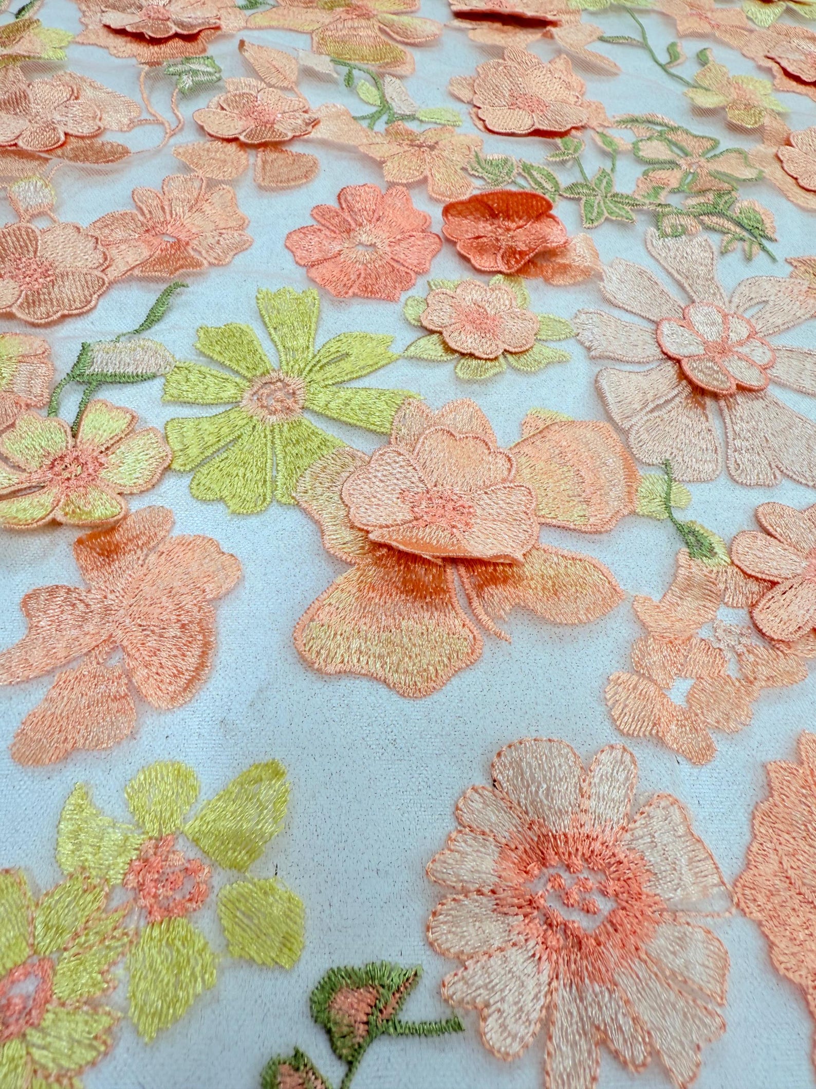 3D Embroidery Floral Pattern Fabric in a Melon Multi Color - Etsy