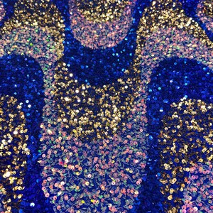 Royal Blue Stretch Velvet Sequins Royal Blue, Gold, Iridescent Sequins ...