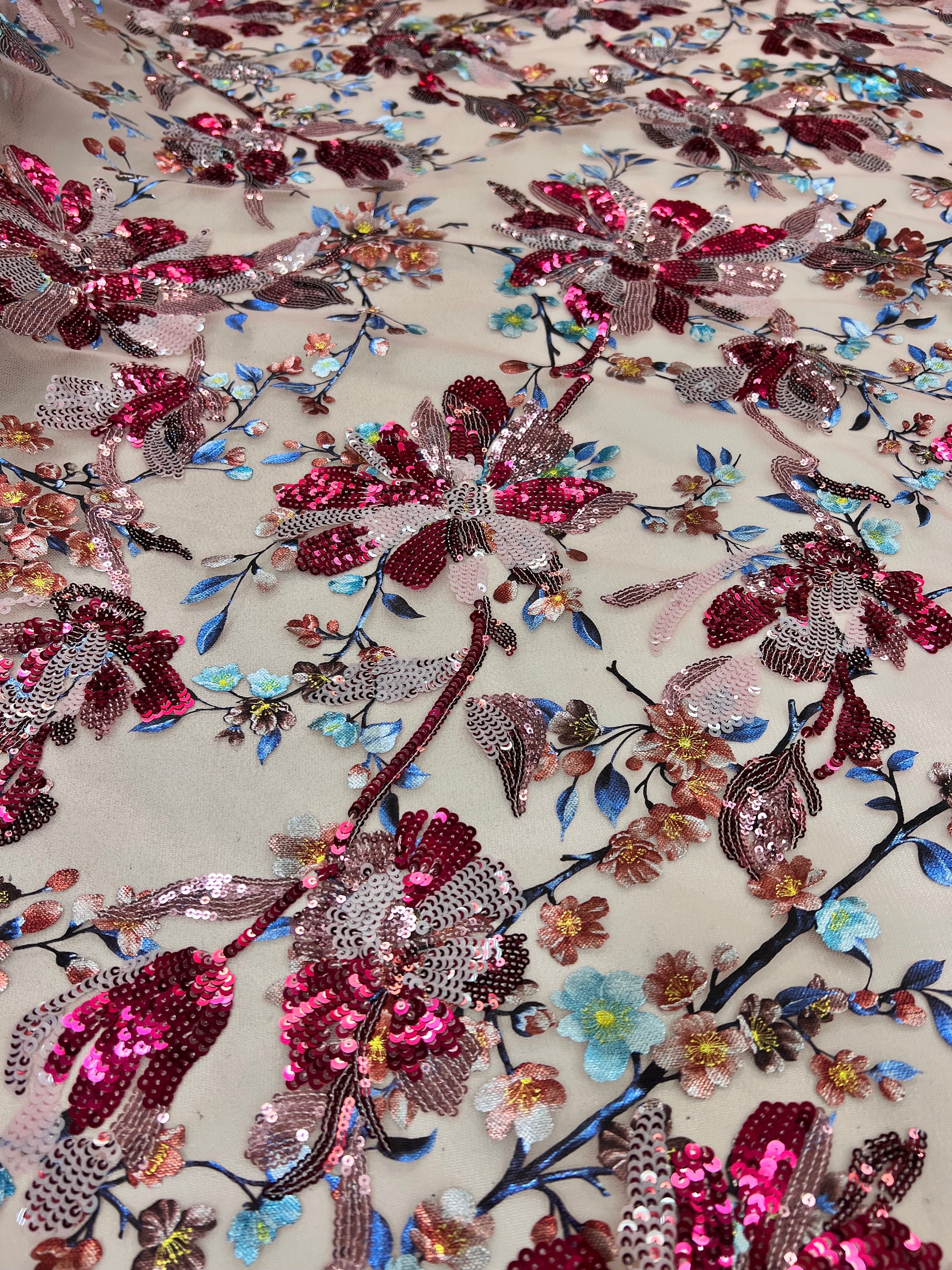 Foil Print Sequins Fabric Pink Color - Etsy