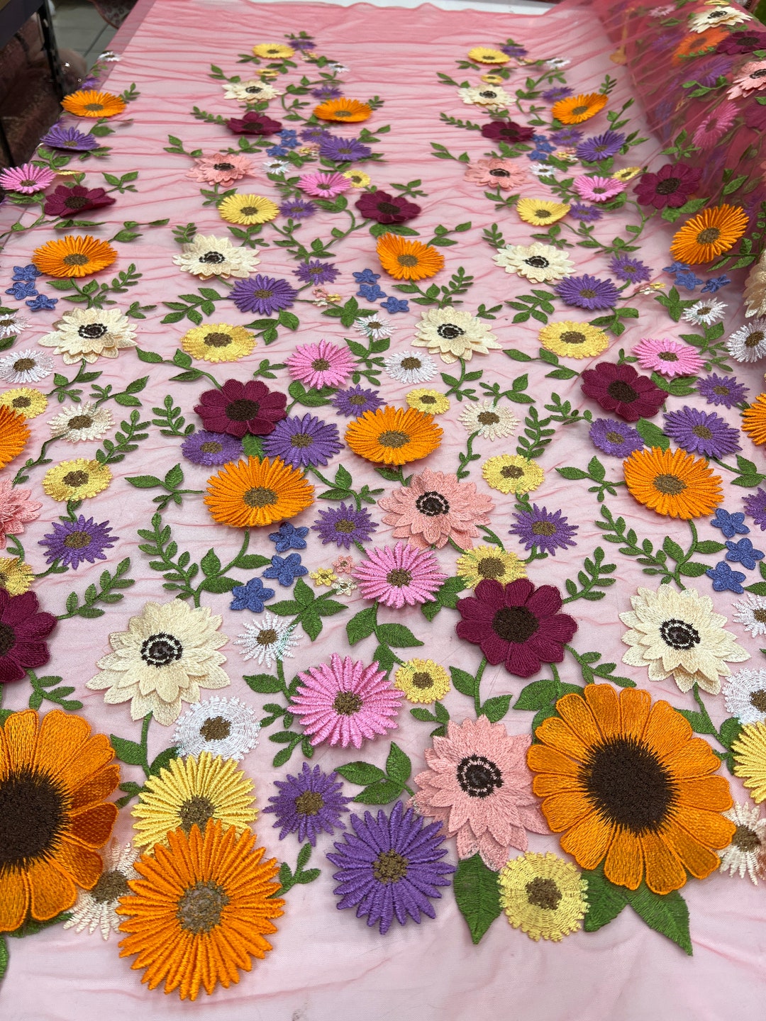 3D Multi Pattern Multi Color Lace. 3D Flower Lace Embroidery - Etsy