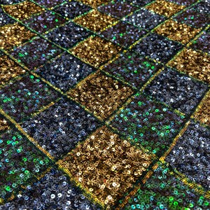 Stretch Sequins Green and Slate Blue Stretch Sequins Harlequin Block ...