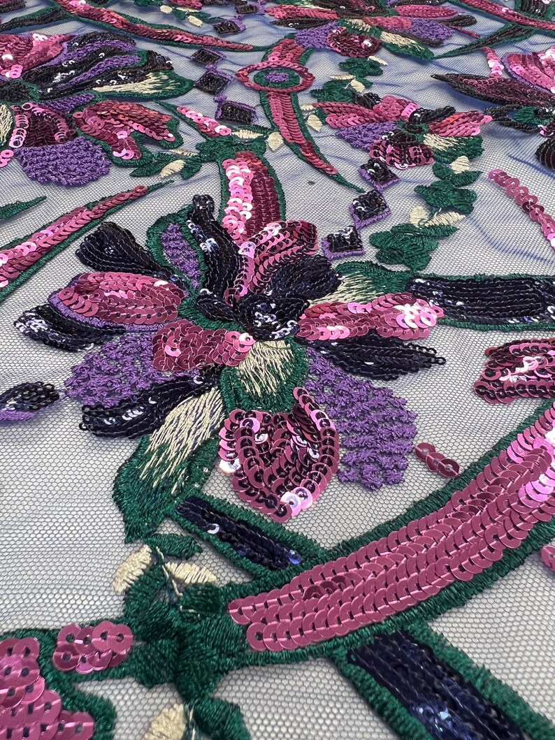 Floral Pattern Sequins Embroidery Purple - Etsy