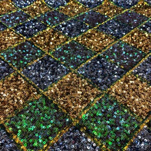 Stretch Sequins Green and Slate Blue Stretch Sequins Harlequin Block ...