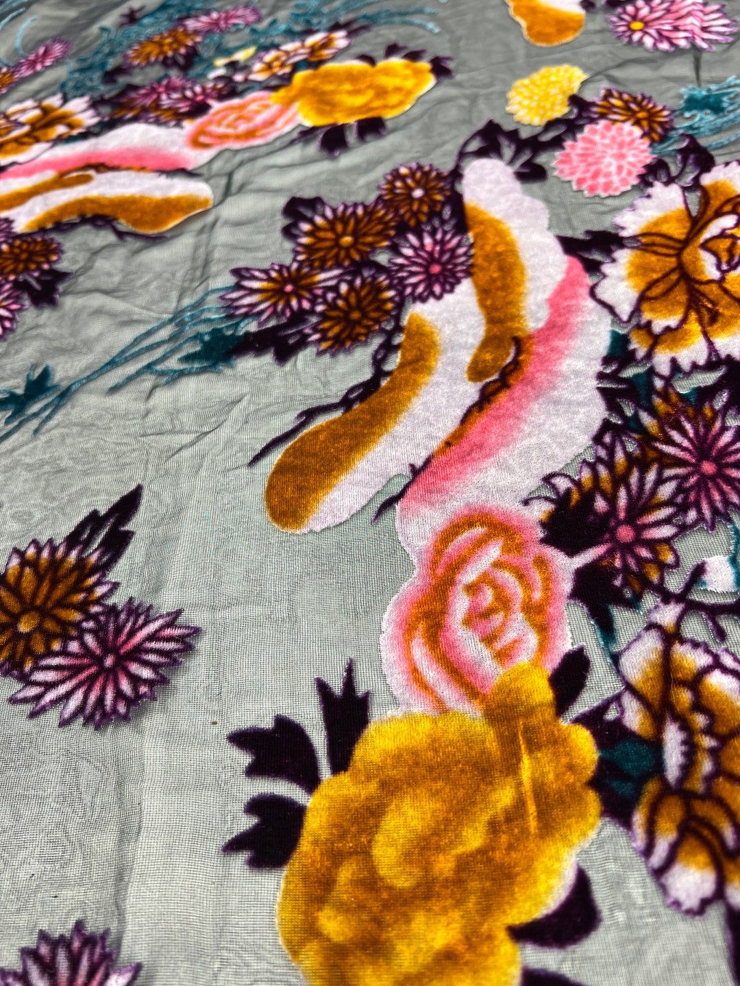 Jade Color Burnout Velvet - Etsy