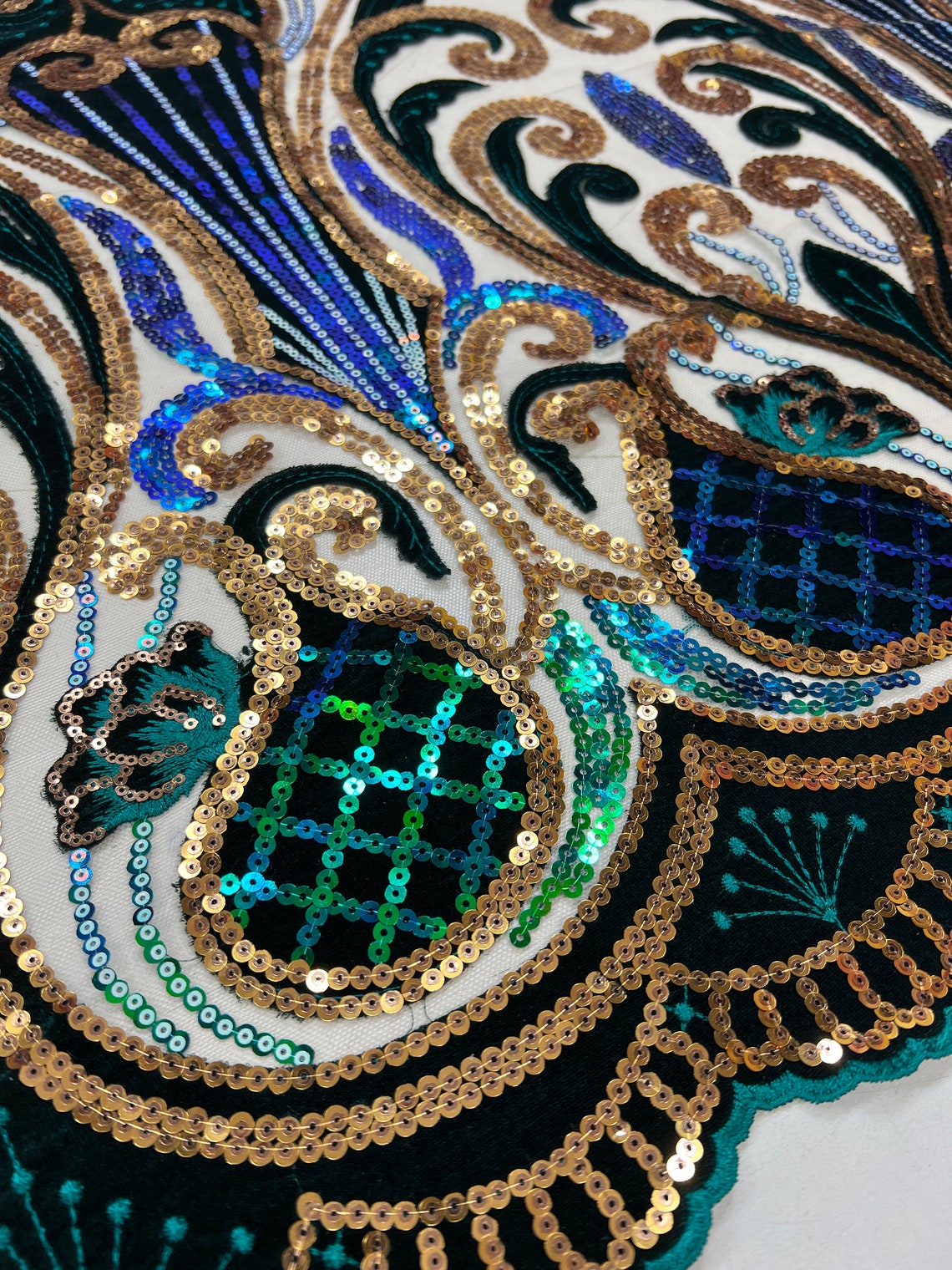 Green Burnout Velvet Sequins Burnout Velvet Embroidery Lace - Etsy