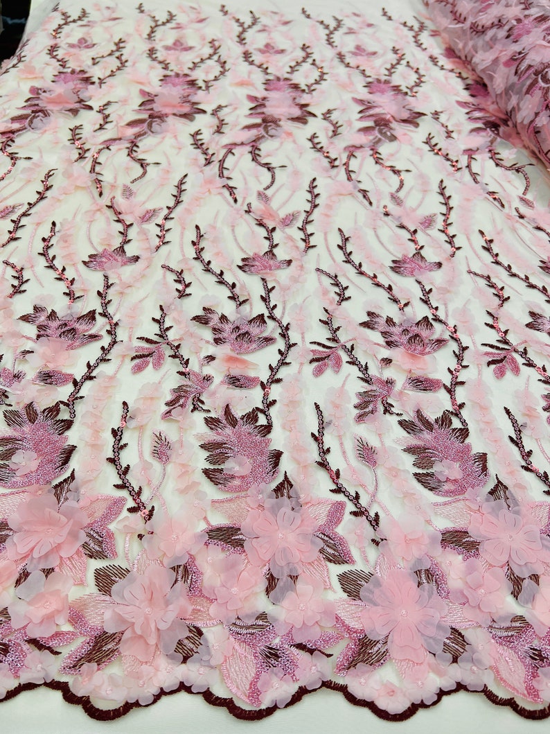 3D Embroidery Fabric With Micro Sequins - Etsy