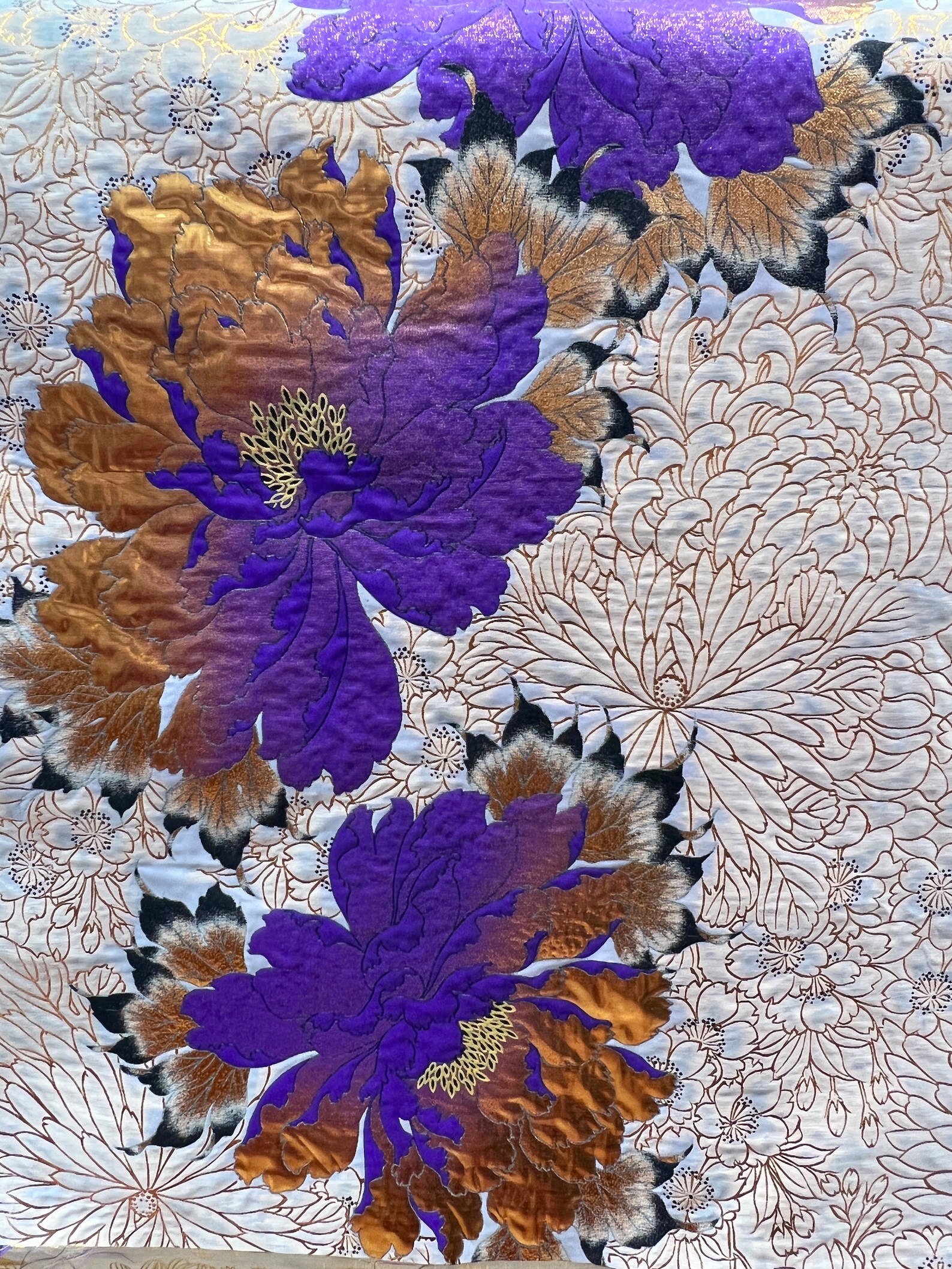 Beautiful Purple Brocade Oversized Floral Pattern Brocade Purple Color ...