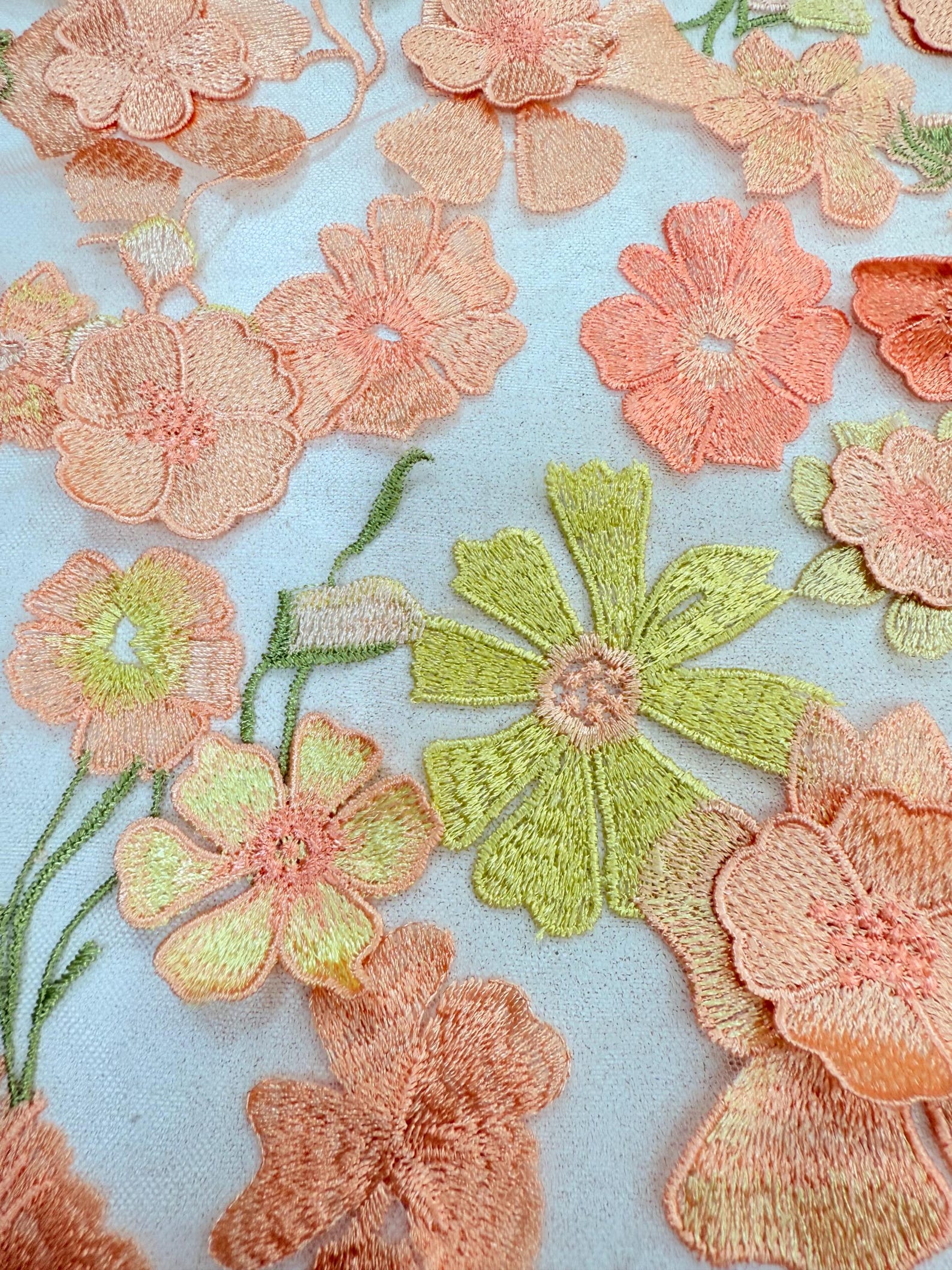 3D Embroidery Floral Pattern Fabric in a Melon Multi Color - Etsy