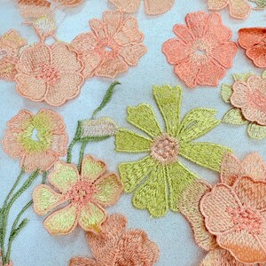 3D Embroidery Floral Pattern Fabric in a Melon Multi Color - Etsy