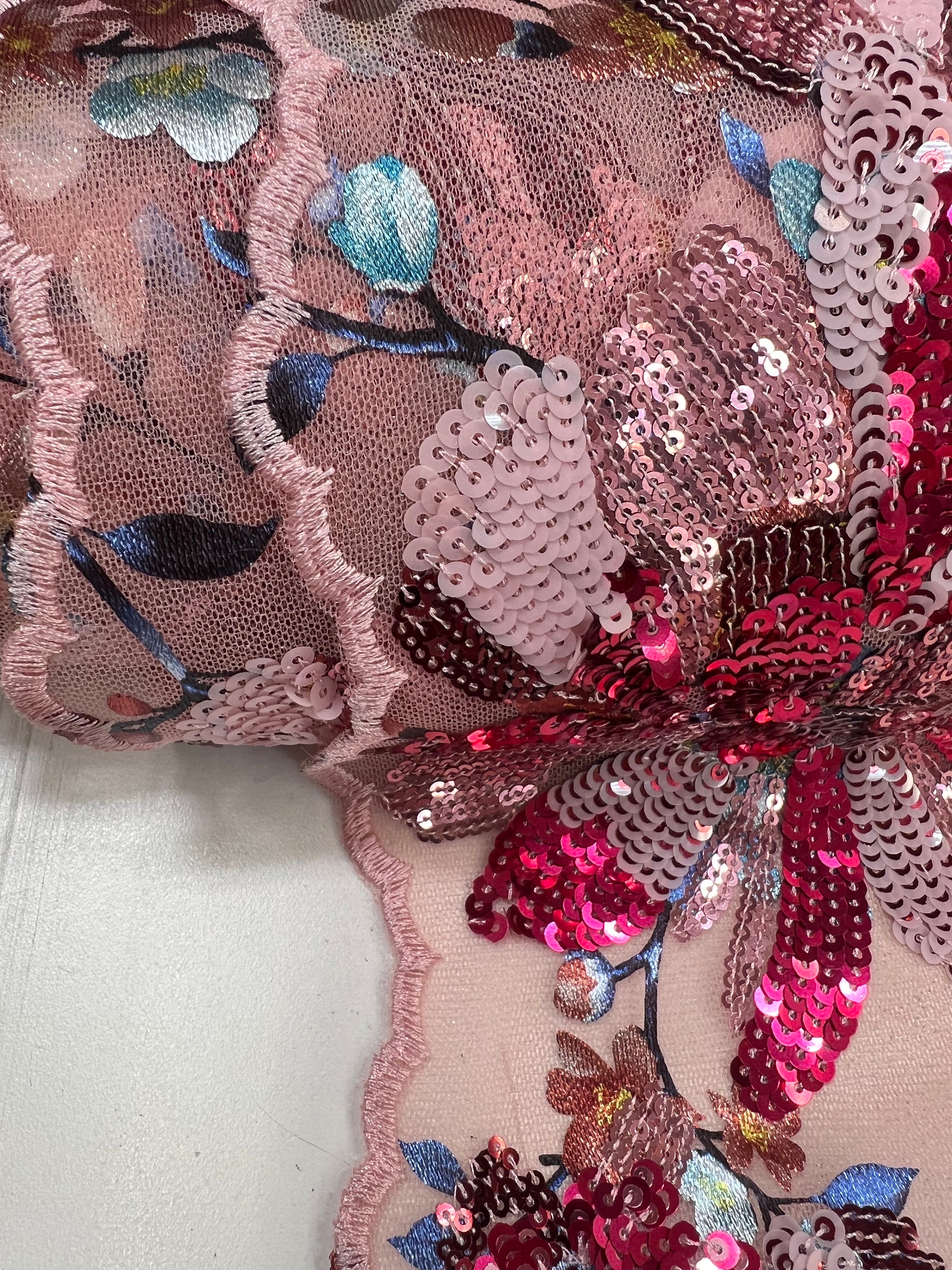 Foil Print Sequins Fabric Pink Color - Etsy