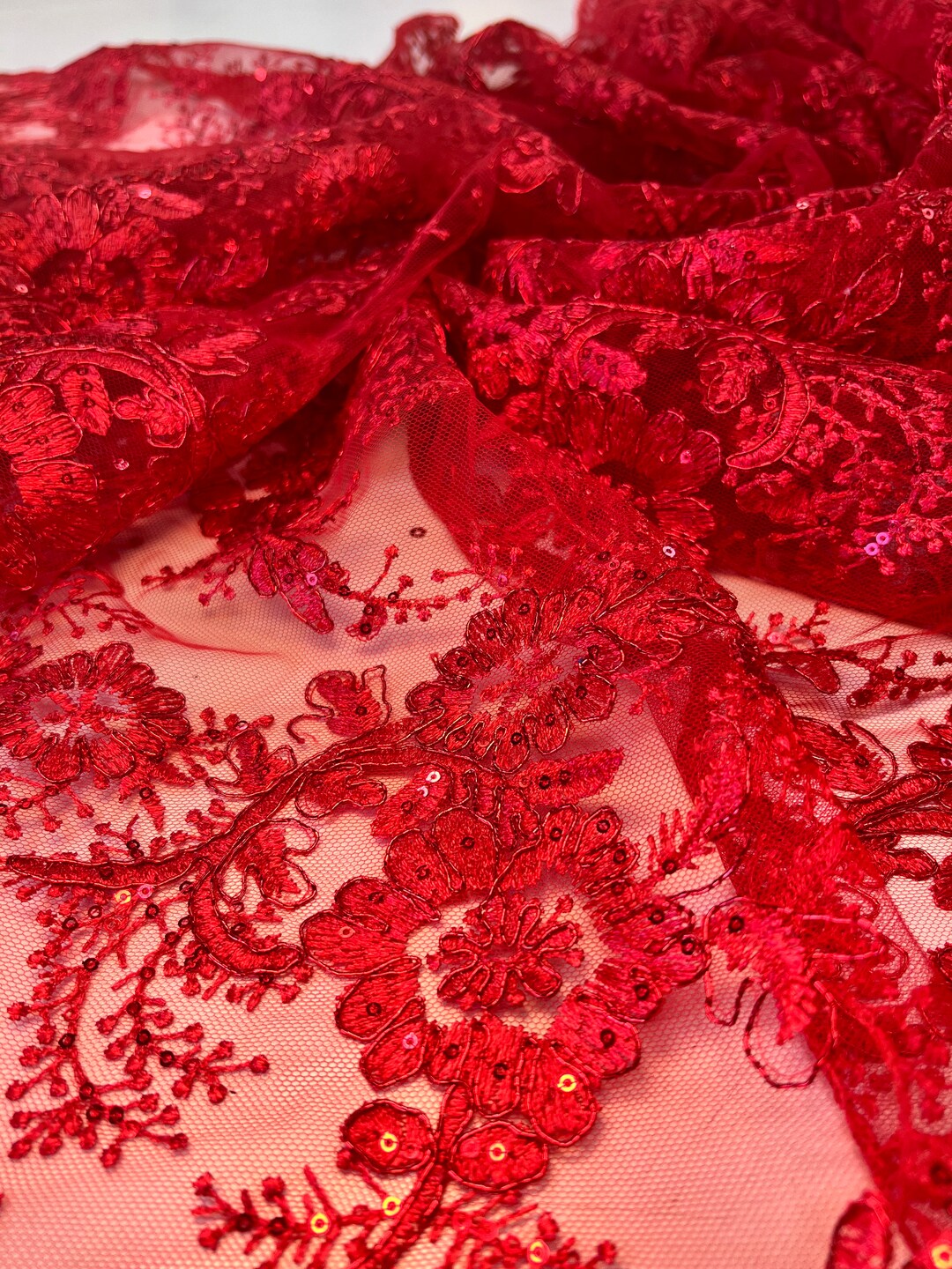 3 Yards Embroidery Corded Lace Netting With Sequins in Various Colors ...
