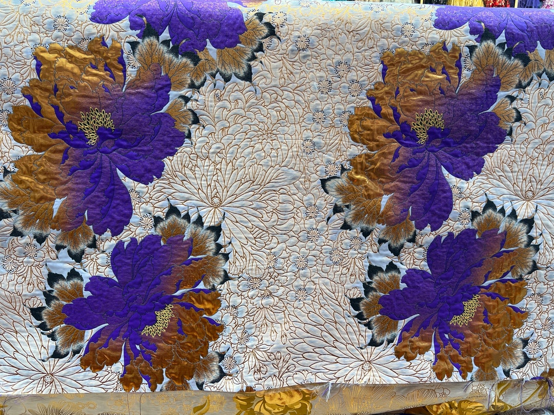 Beautiful Purple Brocade Oversized Floral Pattern Brocade Purple Color ...