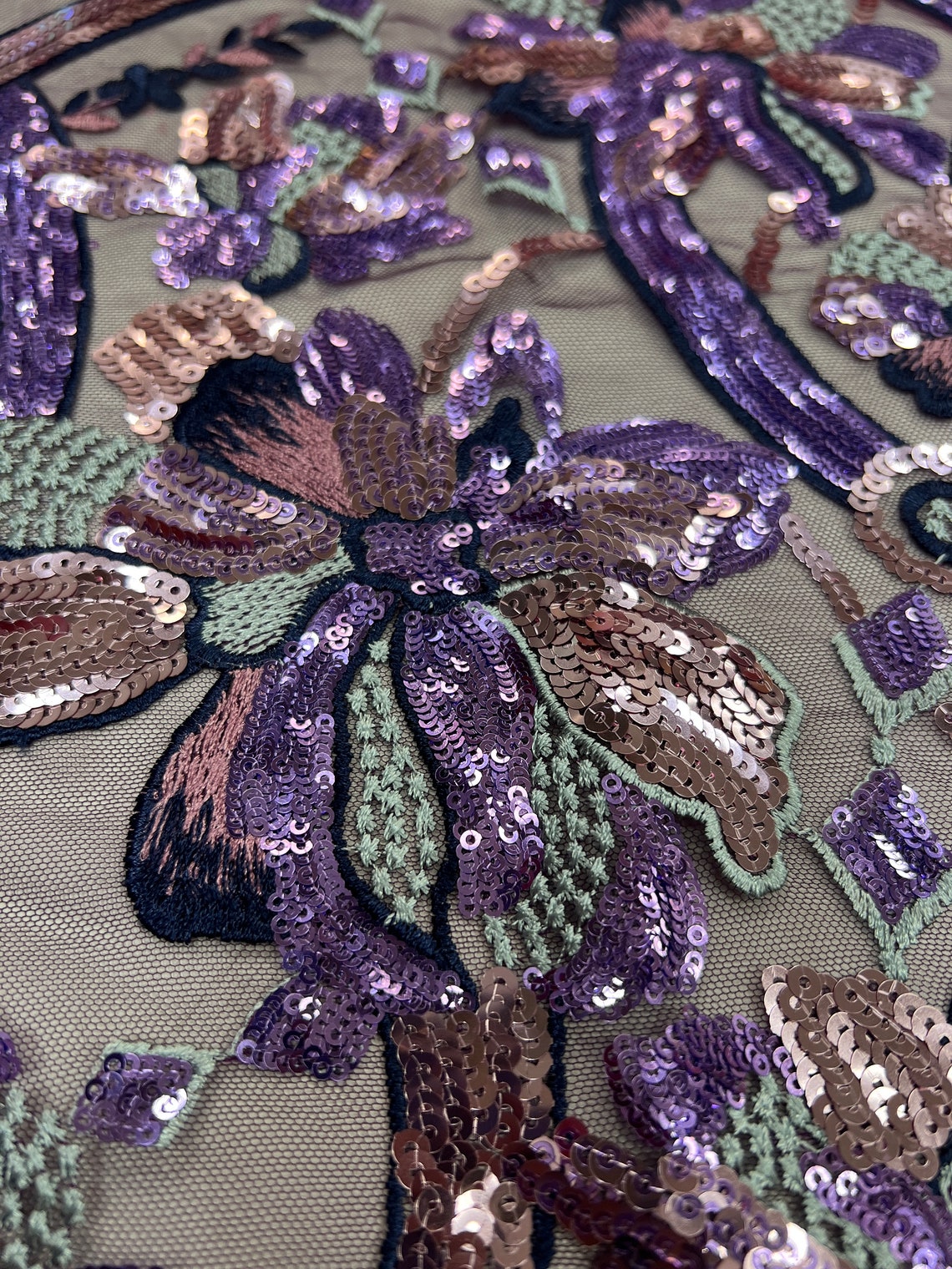 Floral Pattern Sequins Embroidery Purple - Etsy