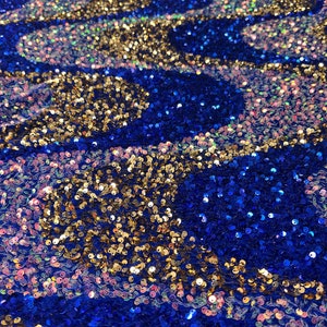 Royal Blue Stretch Velvet Sequins Royal Blue, Gold, Iridescent Sequins ...