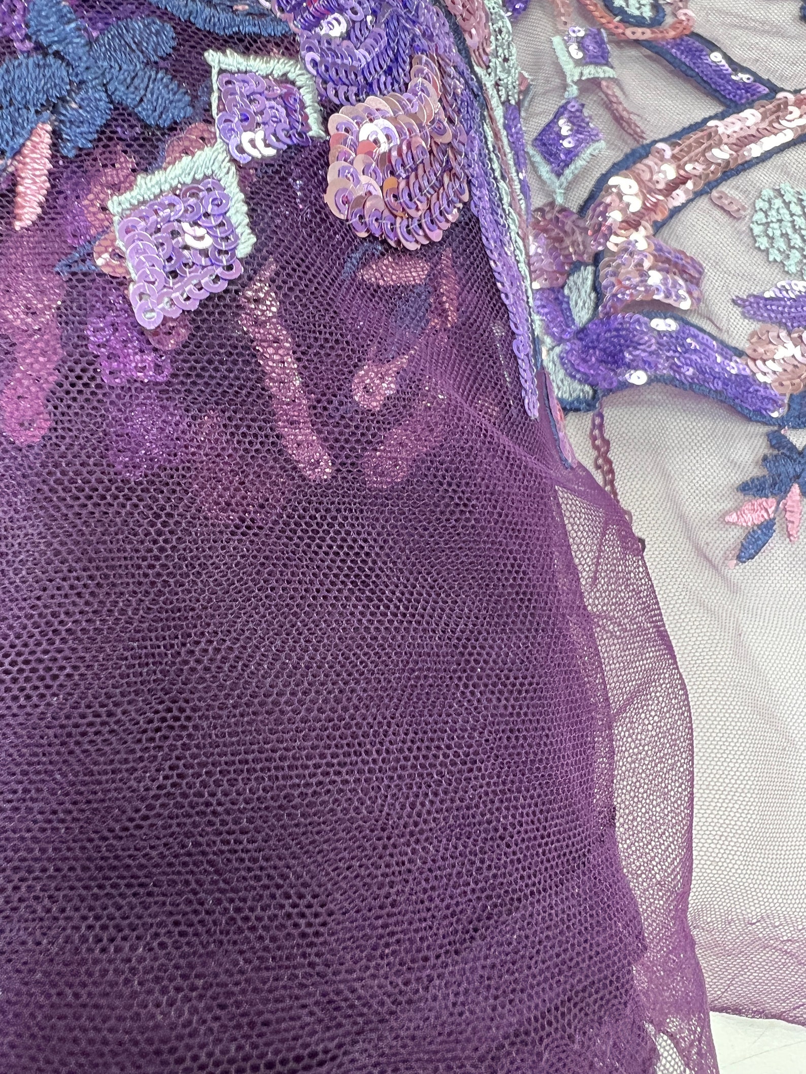 Floral Pattern Sequins Embroidery Purple - Etsy