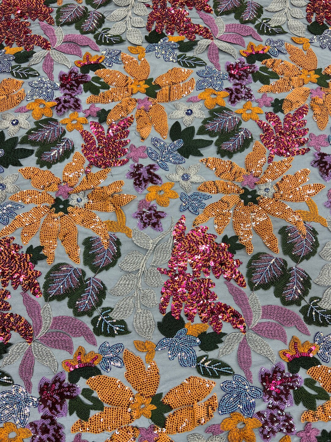 Floral Pattern Sequins Embroidery Sequins Lace With Flower Pattern - Etsy