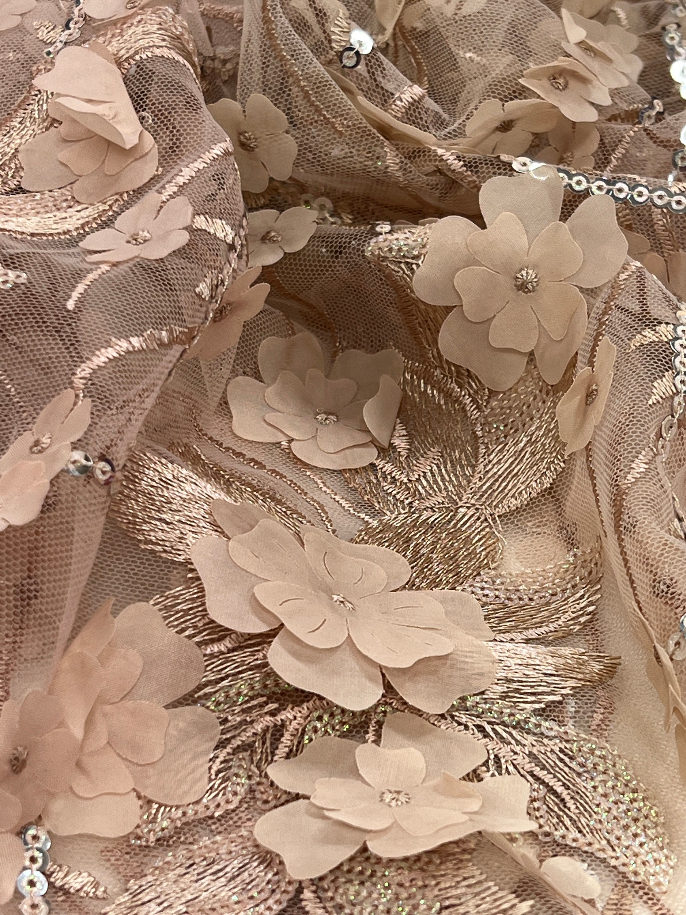 3D Embroidery Fabric With Micro Sequins - Etsy