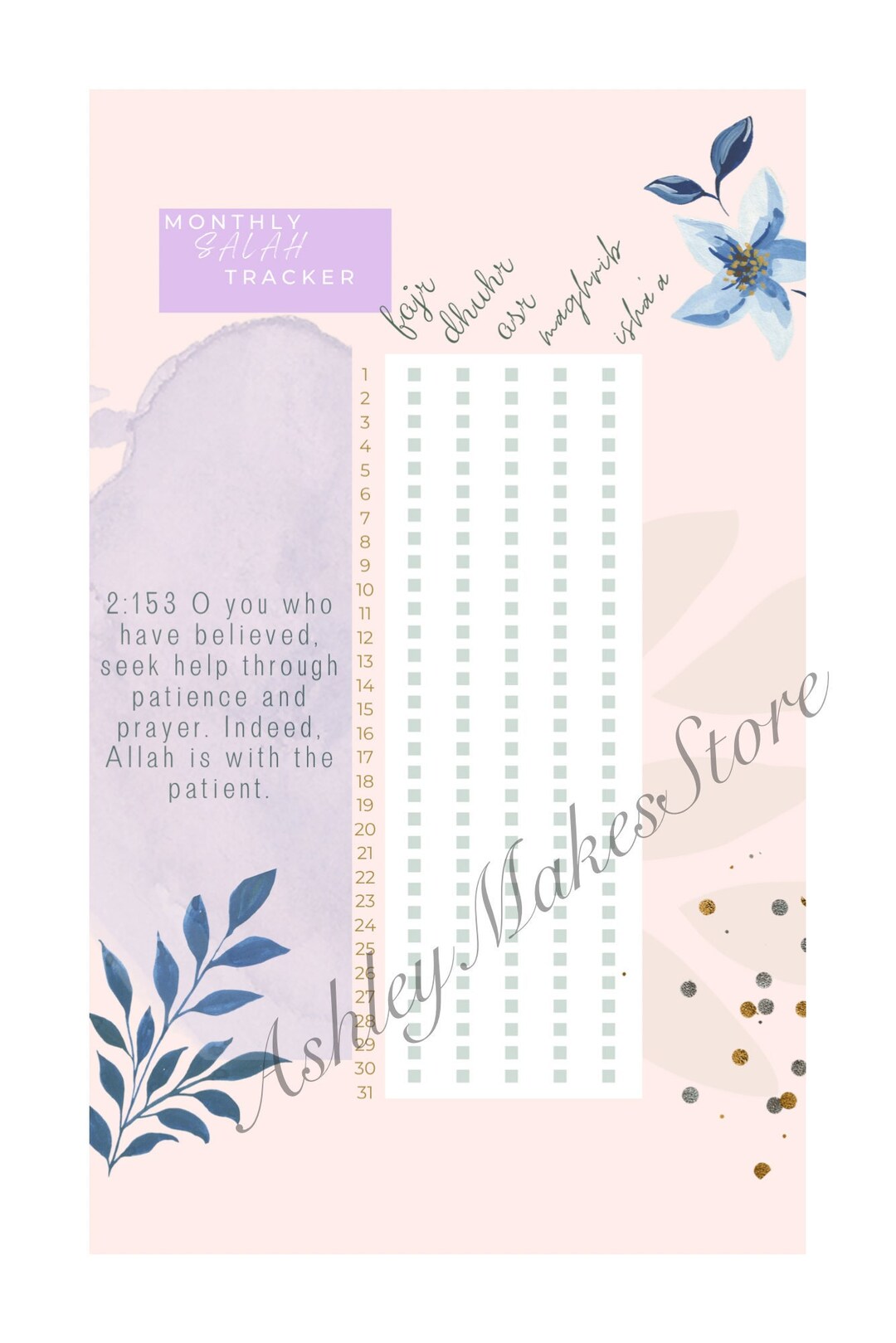 Monthly Salah Tracker, Muslim Prayer Tracker for Ramadan - Etsy