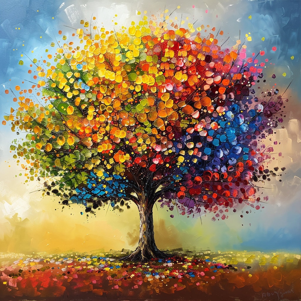 Multicolour, Tree, Art, Wall Art, Print, Woods, Forest, Rainbow ...