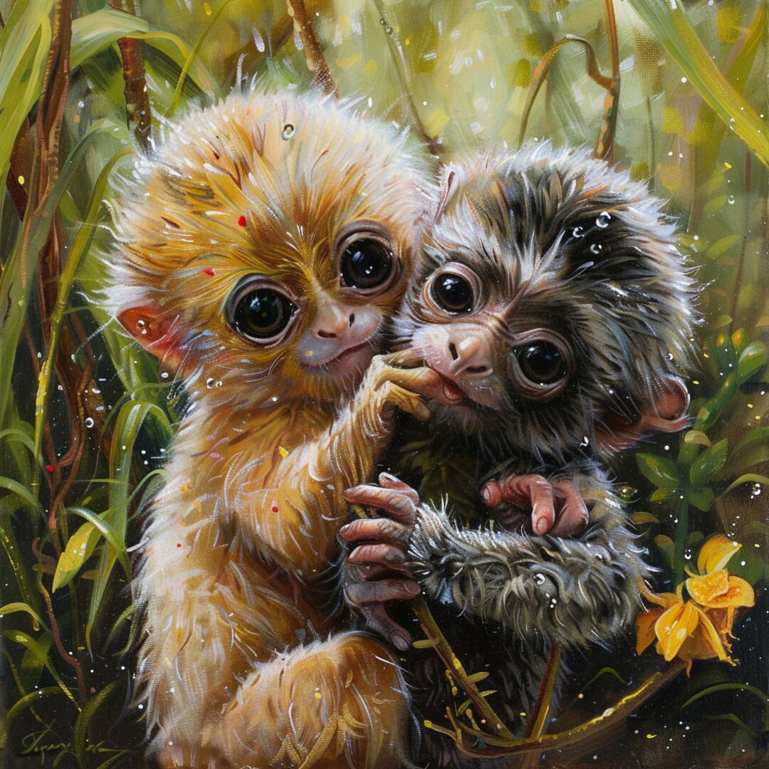 Monkeys, Art, Wall Art, Print, Animals, Apes, Grass, Chimpanzee ...