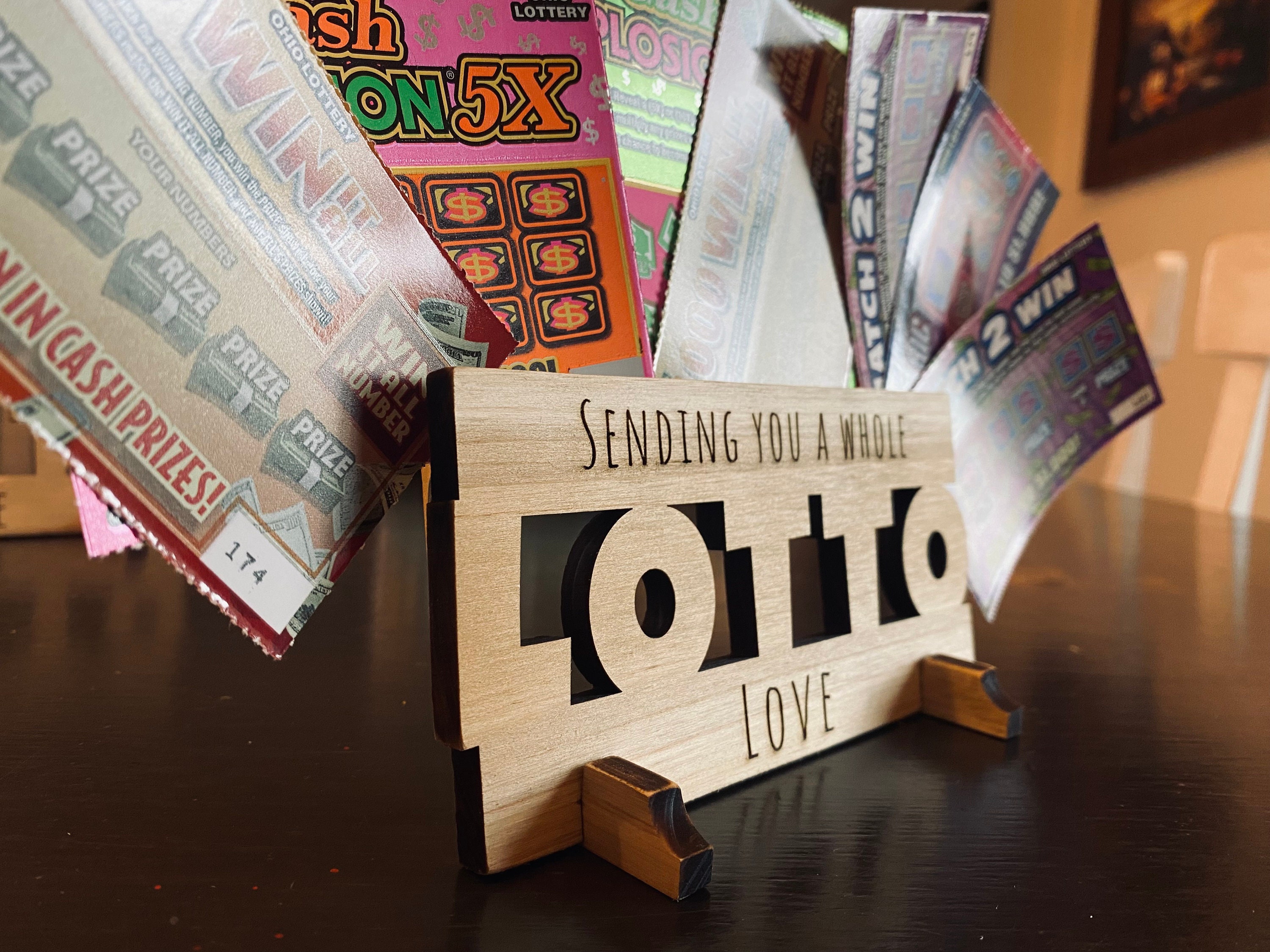 Scratch Card Lottery Ticket Holder, Solid Wood Scratch Card Holder ...