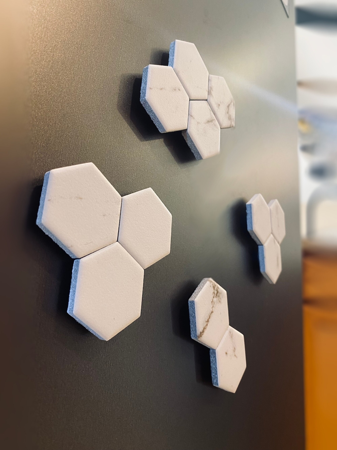 Hexagon Magnet Marble Finish Geometric Mid Century Modern Magnet Set ...