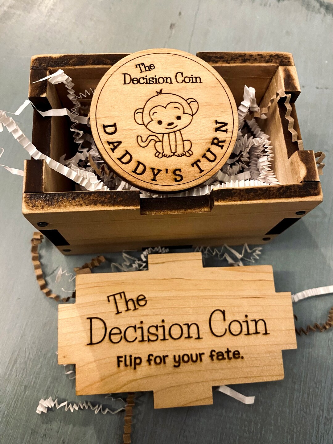 Parent Decision Coin Gift Box, Baby Shower Gift, Engraved Parent Flip ...