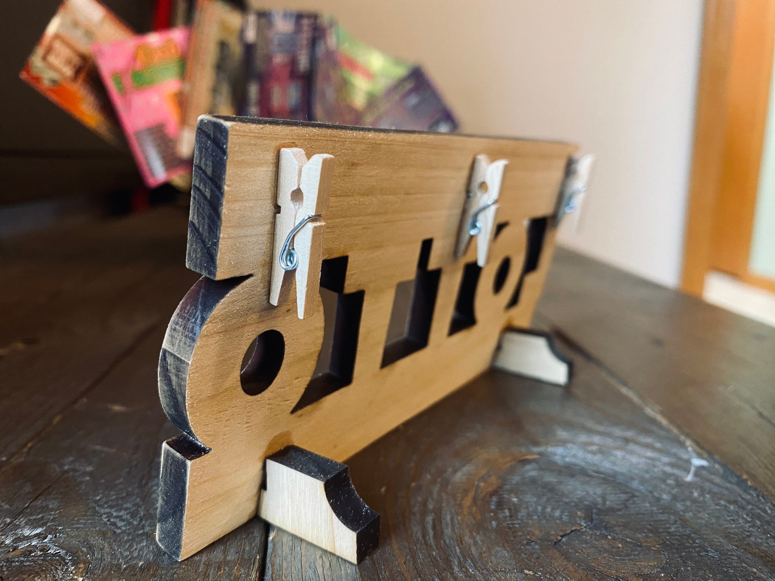 Scratch Card Lottery Ticket Holder, Solid Wood Scratch Card Holder ...