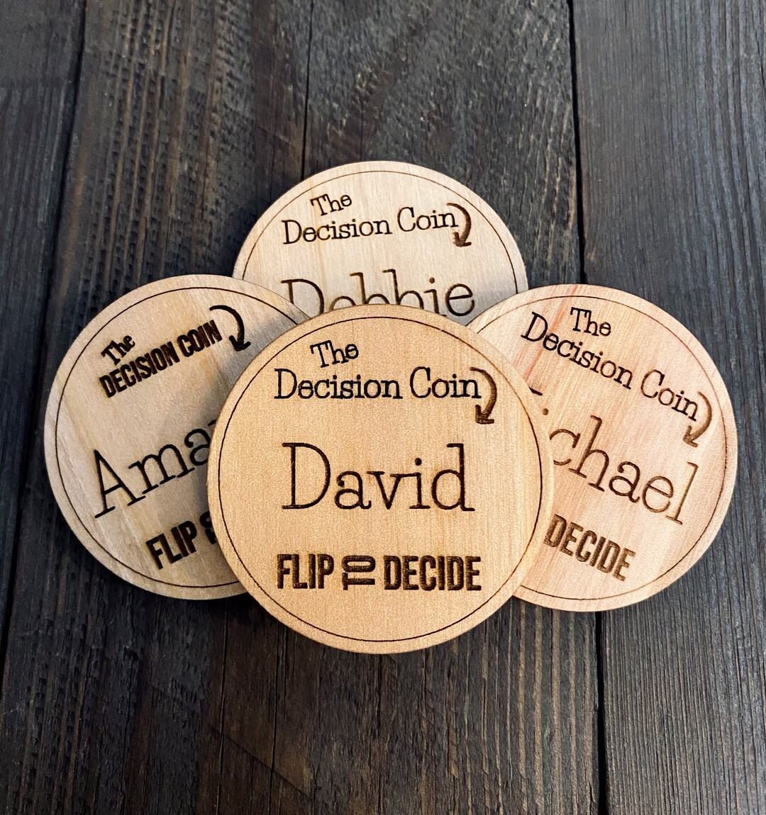 Decision Coin, Wooden Personalized Decision Maker, Argument Solver Flip ...