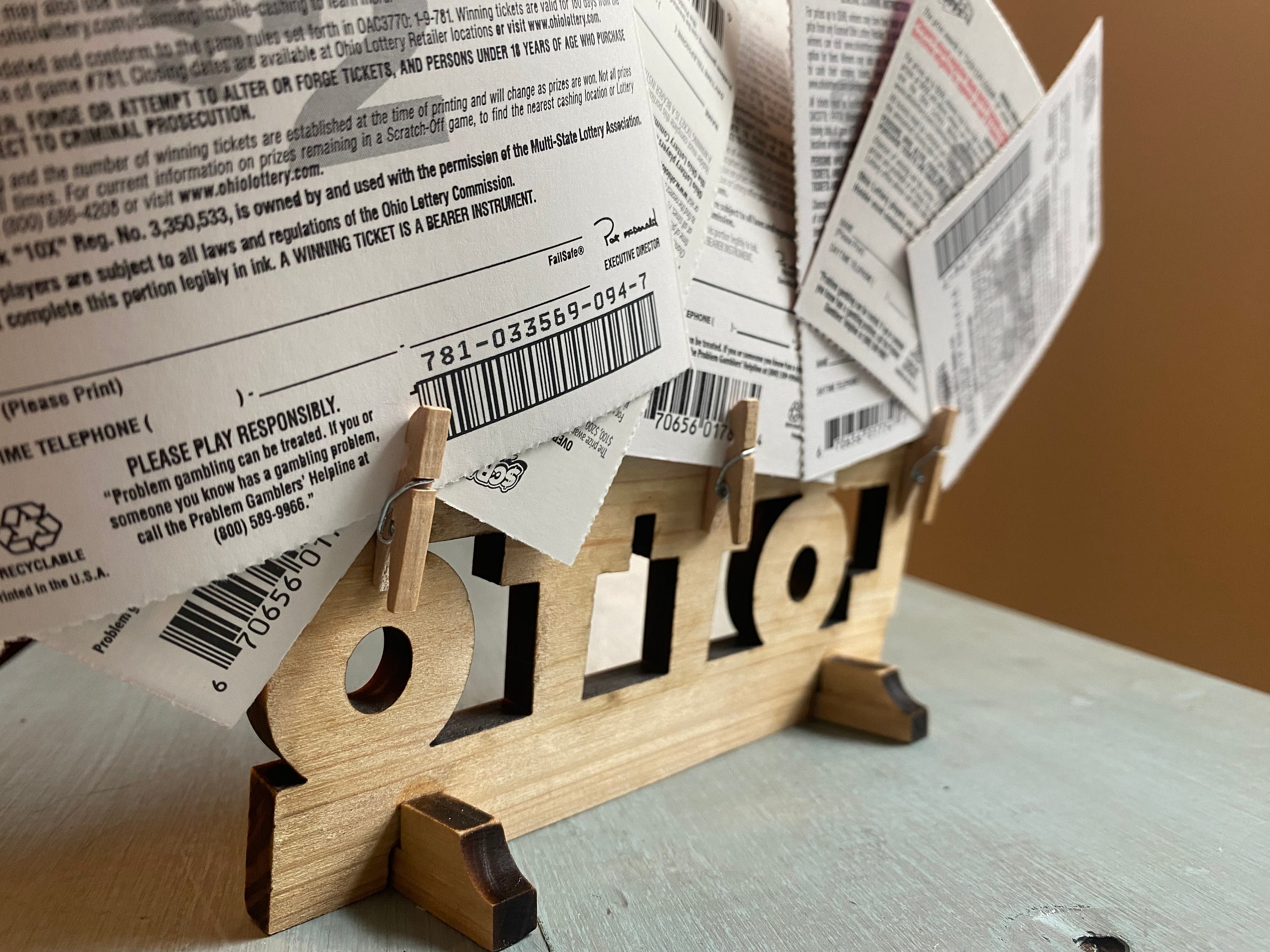 Scratch Card Lottery Ticket Holder, Solid Wood Scratch Card Holder ...