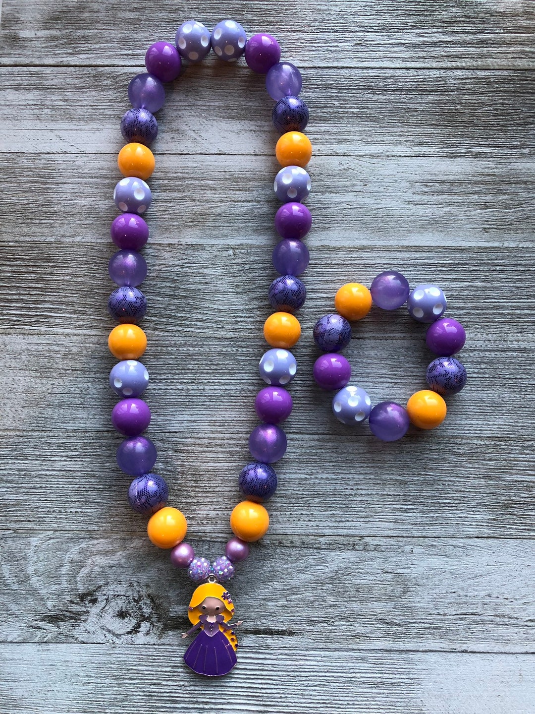 Disney Rapunzel Inspired Chunky Bead Nexklace Set - Etsy