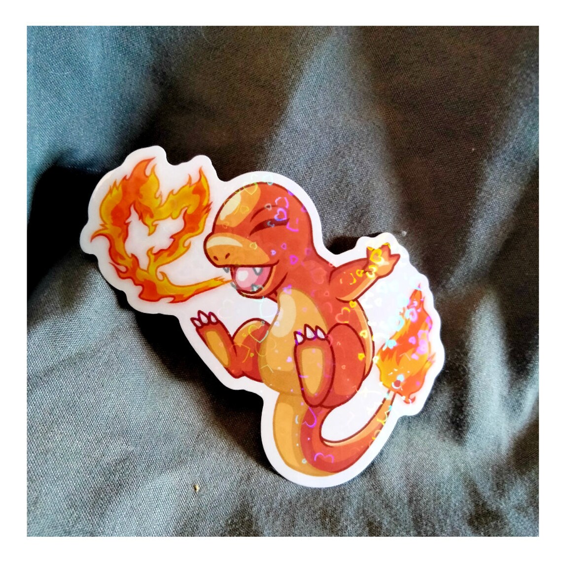 Charmander Loves Me Holo Sticker - Etsy