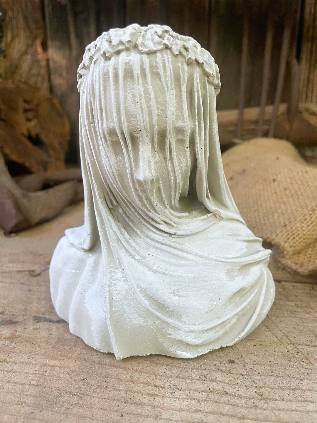 Veiled Lady Sculpture - Concrete Garden Home Decor - Etsy