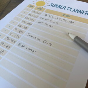 Summer Camp Planner | Etsy