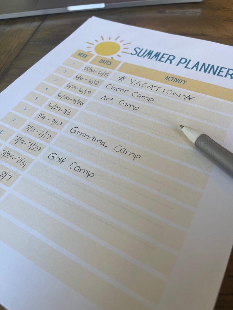 Summer Camp Planner | Etsy