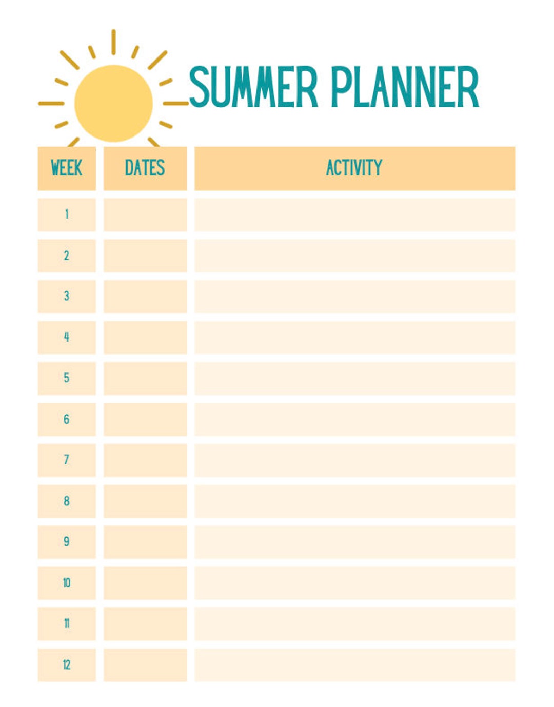 Summer Camp Planner - Etsy