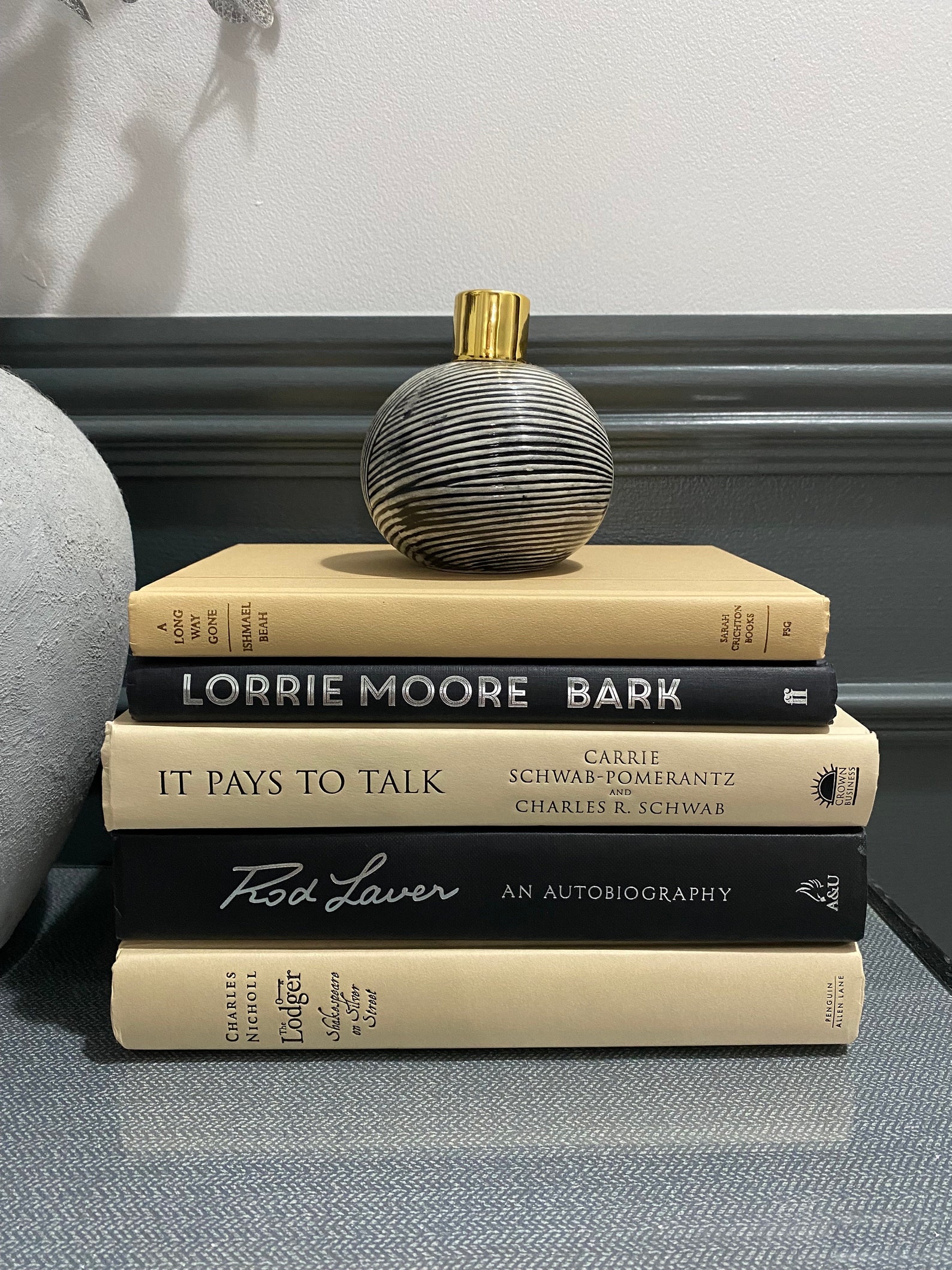 Black & Beige Stacked Books Decor Decorative Coffee Table Styling ...