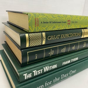 Green Stacked Books Decor Decorative Coffee Table Styling on Trend Home ...