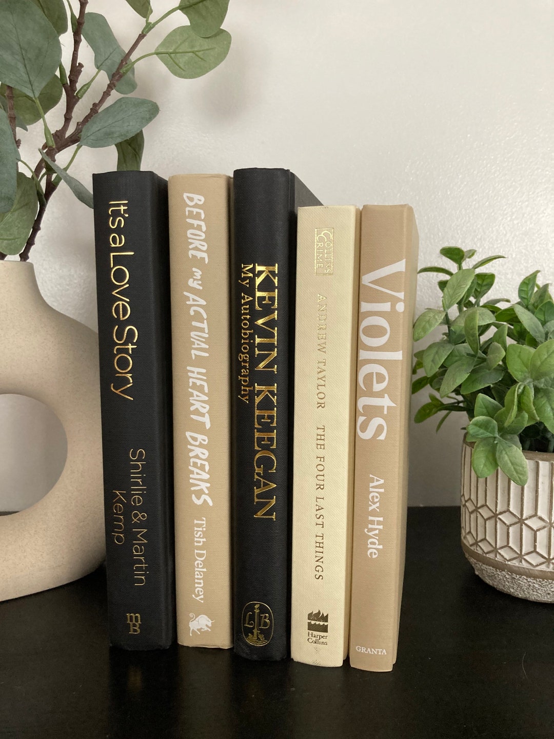 Black & Beige Stacked Books Decor Decorative Coffee Table Styling ...