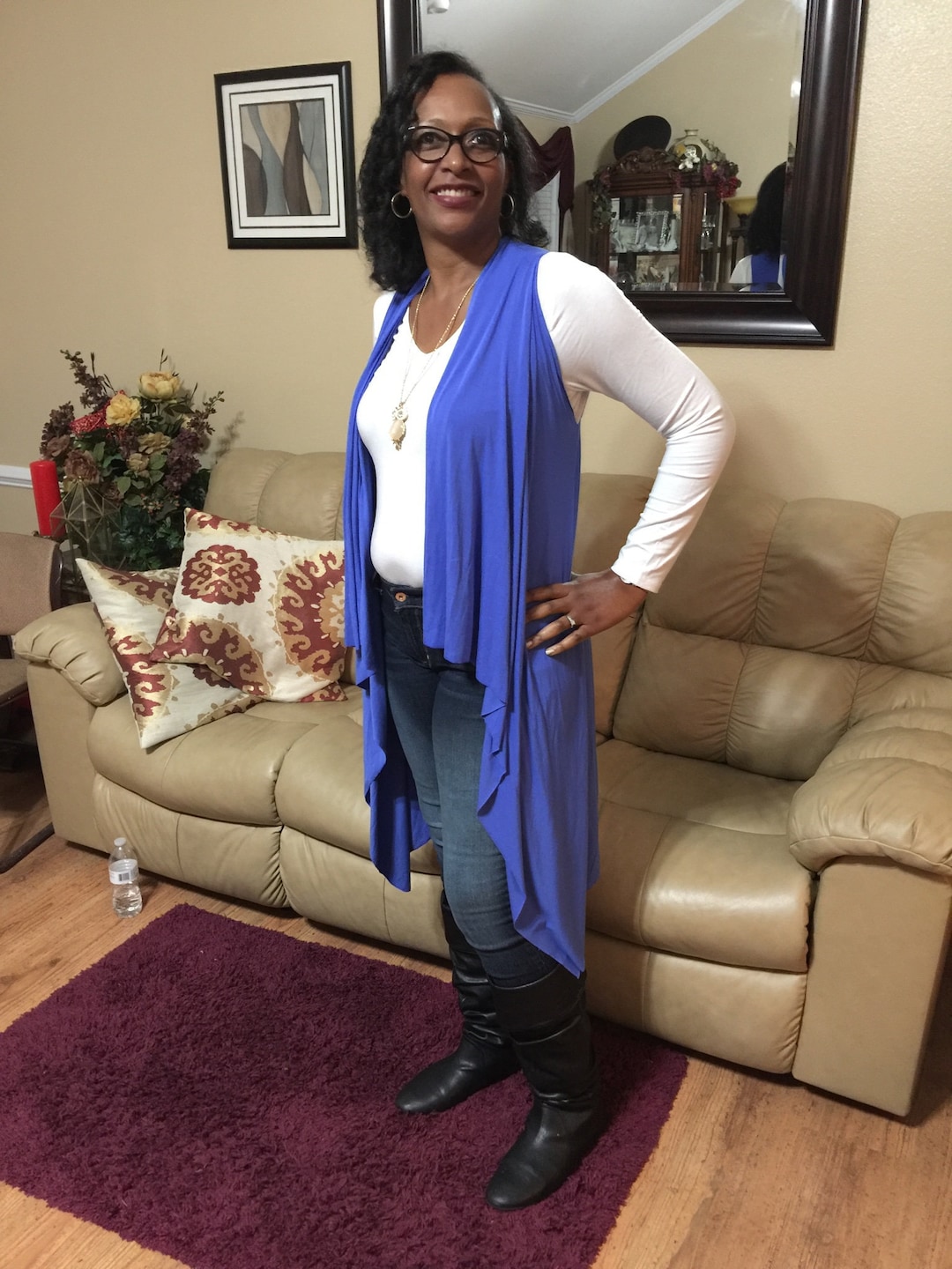 One Size Waterfall Cardigan/vest, Blue Waterfall Jacket/cardigan,blue ...