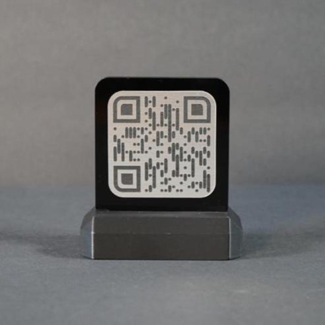 2.5″ Standing QR Code Sign – Custom Laser-engraved Acrylic or Wood ...