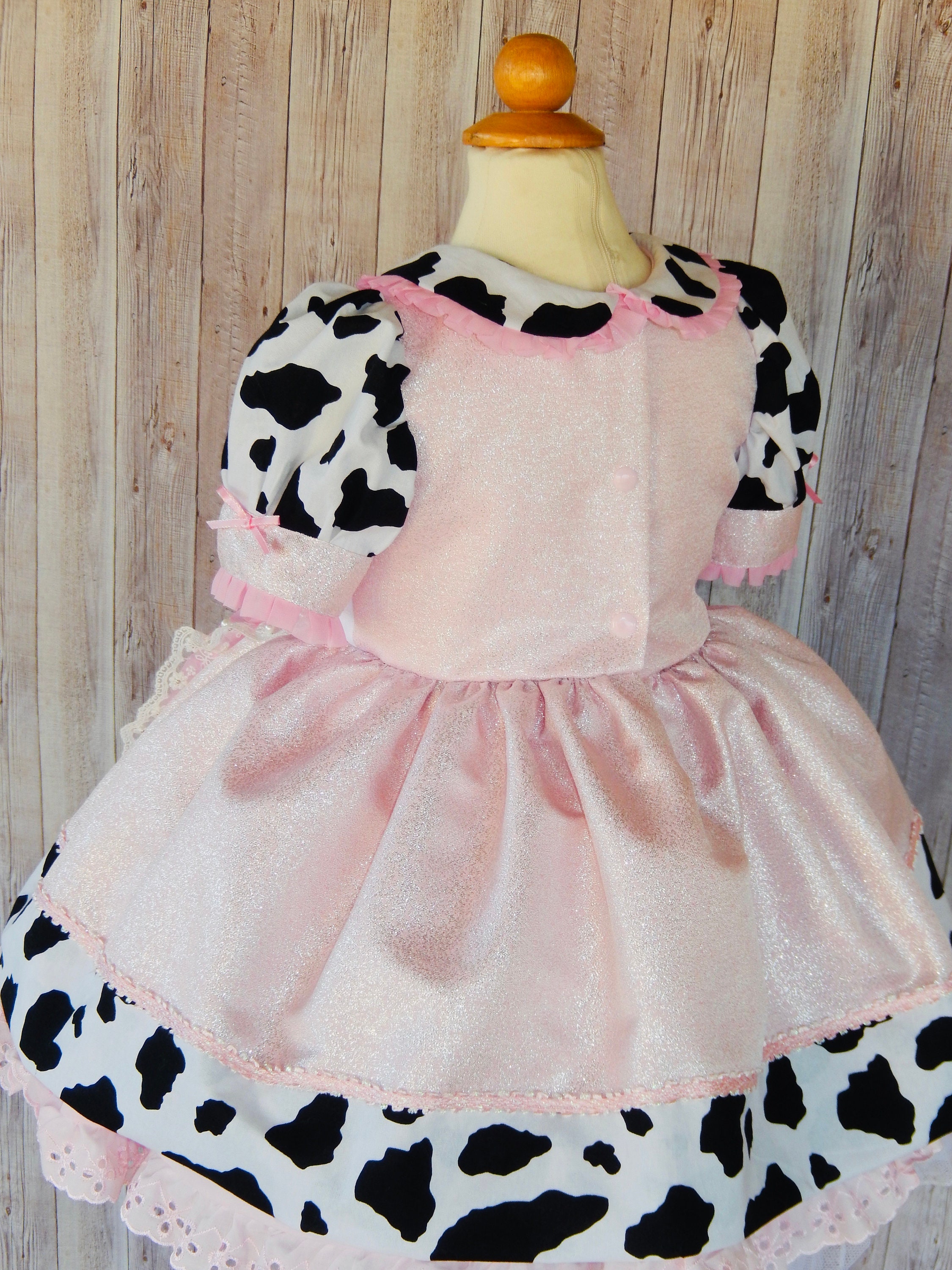 Cow Farm Dress Cow Pink Dress Cow Party Dress - Etsy