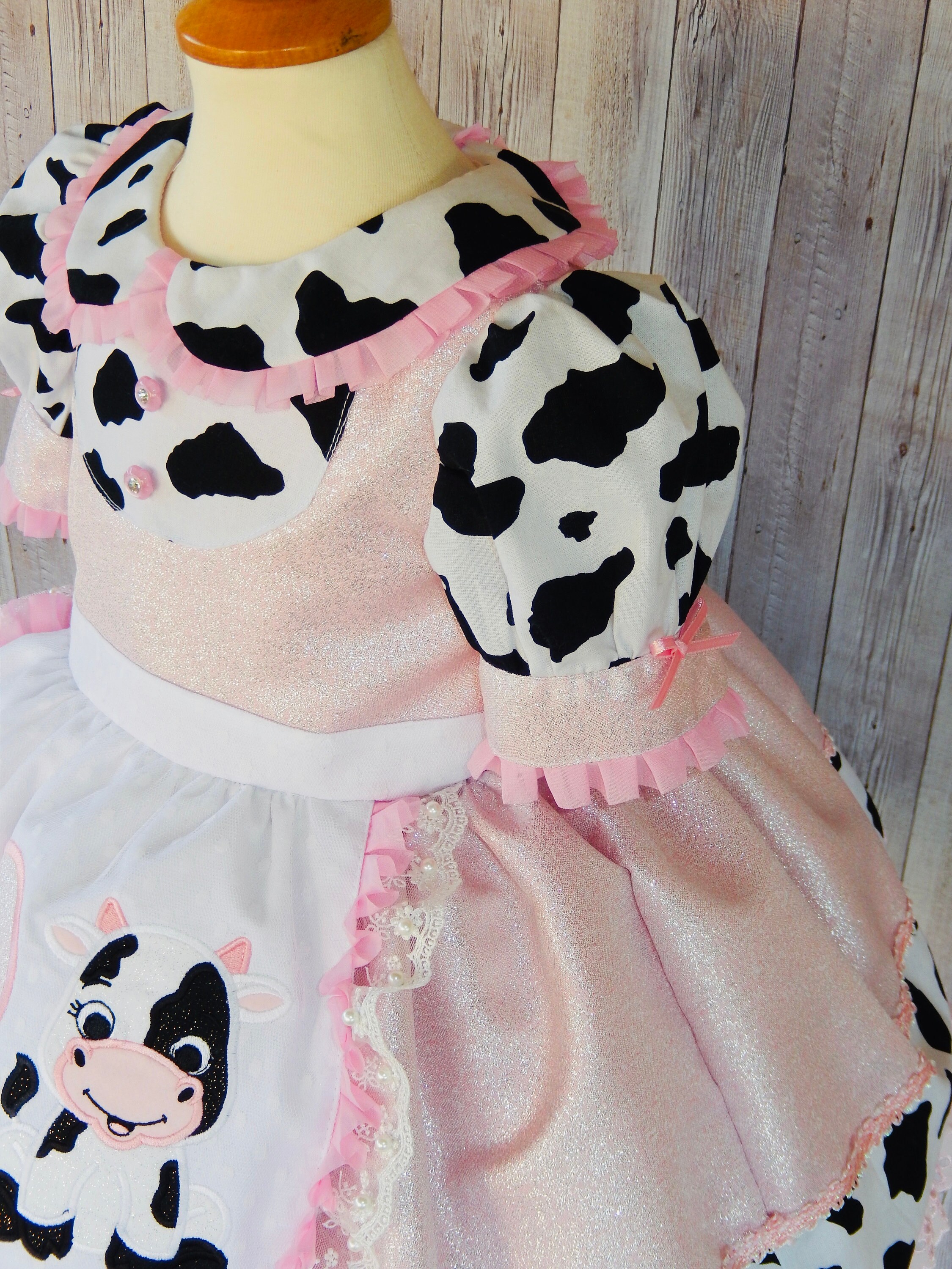 Cow Farm Dress Cow Pink Dress Cow Party Dress - Etsy
