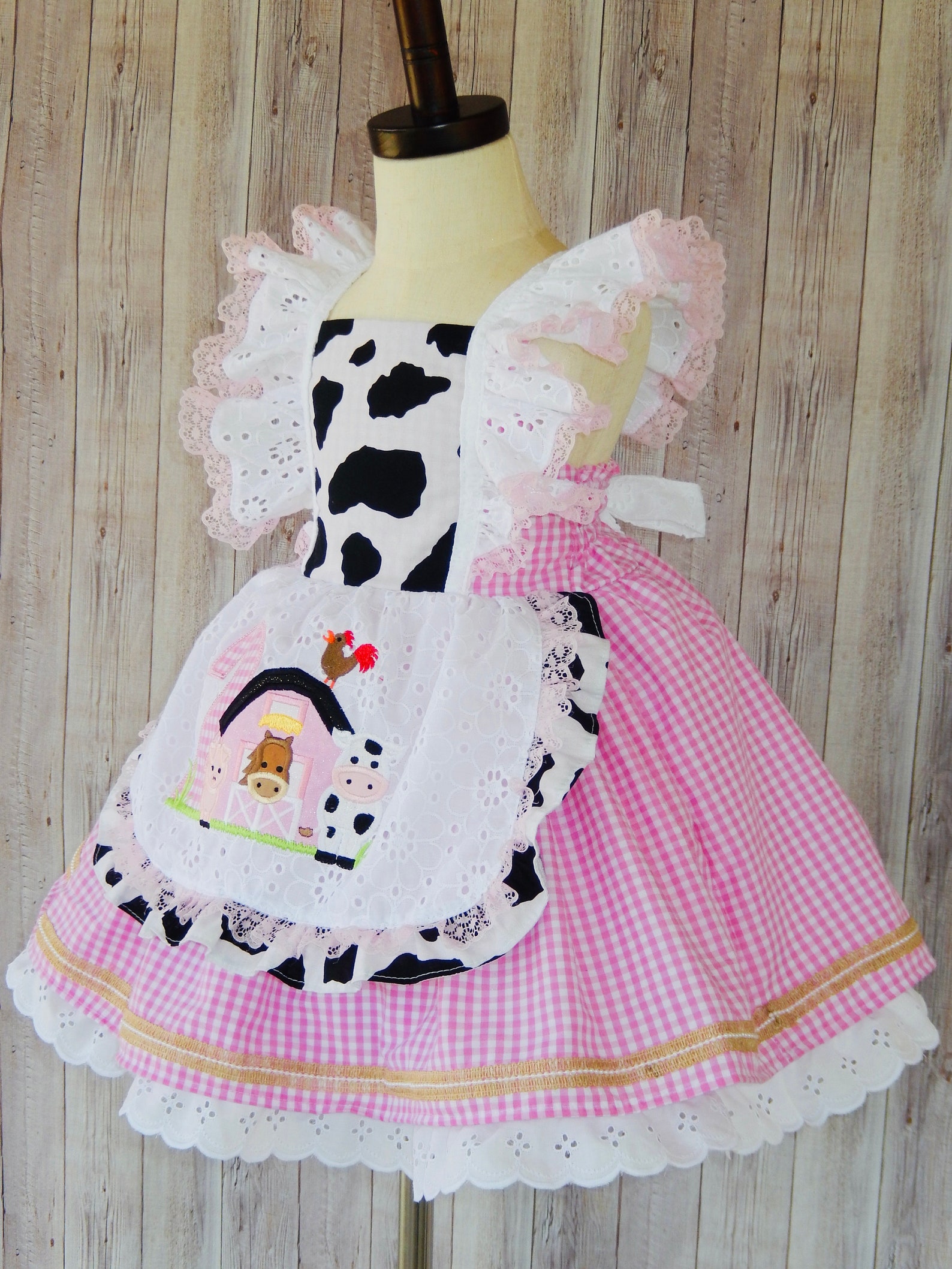 Cow Farm Dress Cow Pink Dress Cow Party Dress Cow Party - Etsy