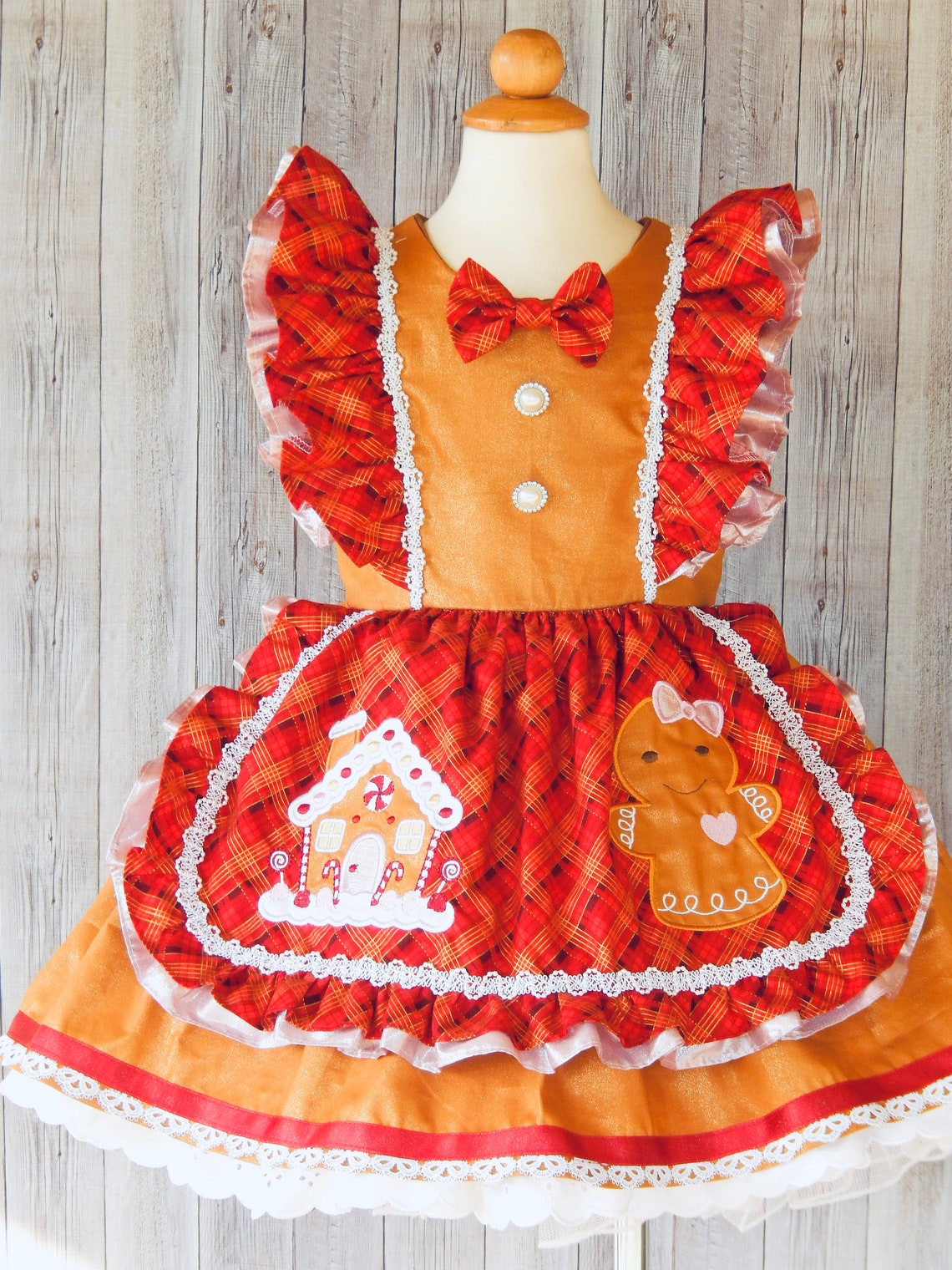 Gingerbread Dress Christmas Gingerbread Dress Girl Christmas - Etsy