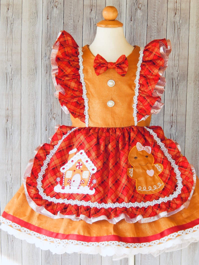 Gingerbread Dress, Christmas Gingerbread Dress, Girl Christmas Dress ...