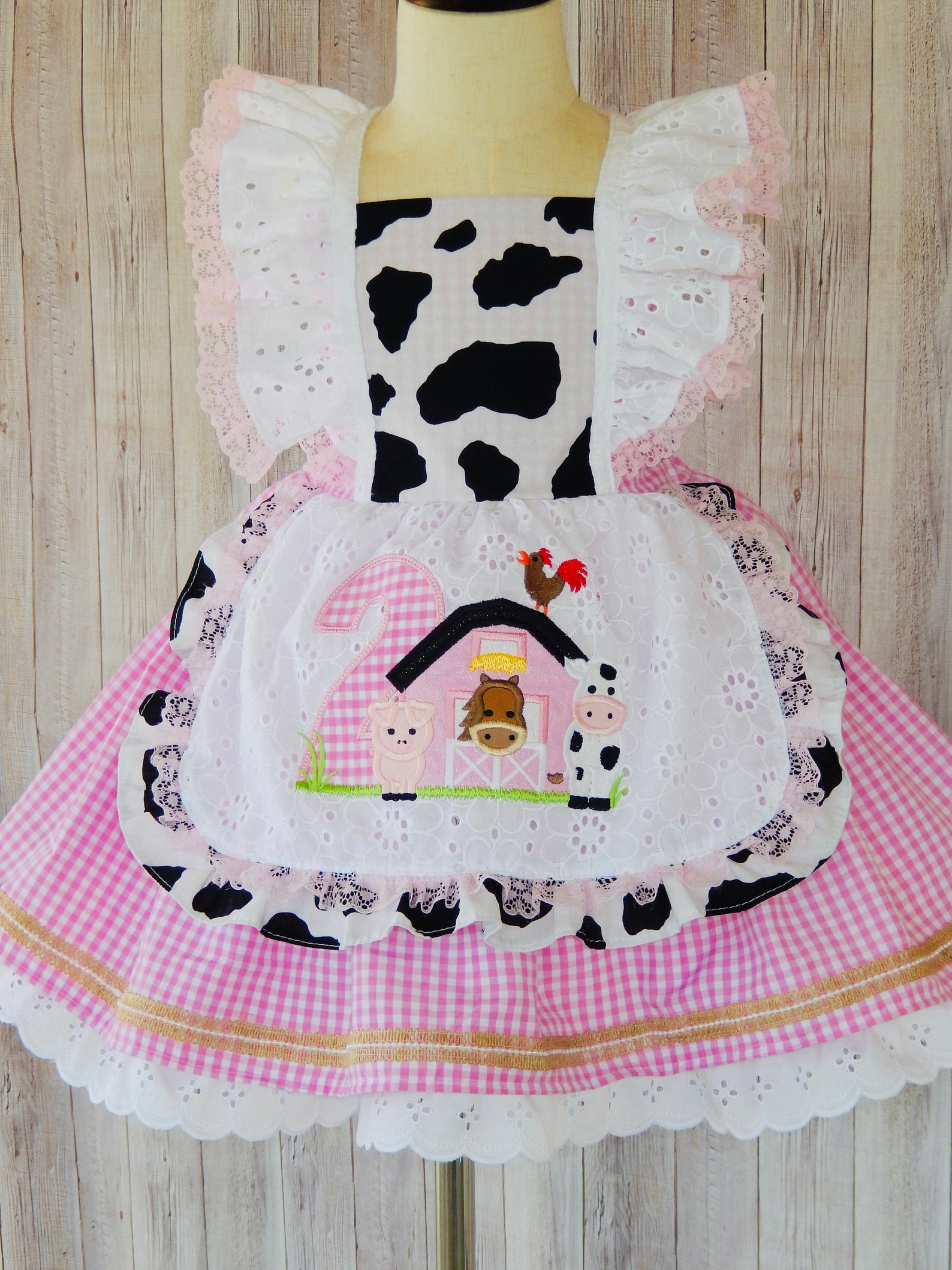 Cow Farm Dress Cow Pink Dress Cow Party Dress Cow Party - Etsy