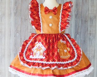 Gingerbread Dress, Christmas Gingerbread Dress, Girl Christmas Dress ...
